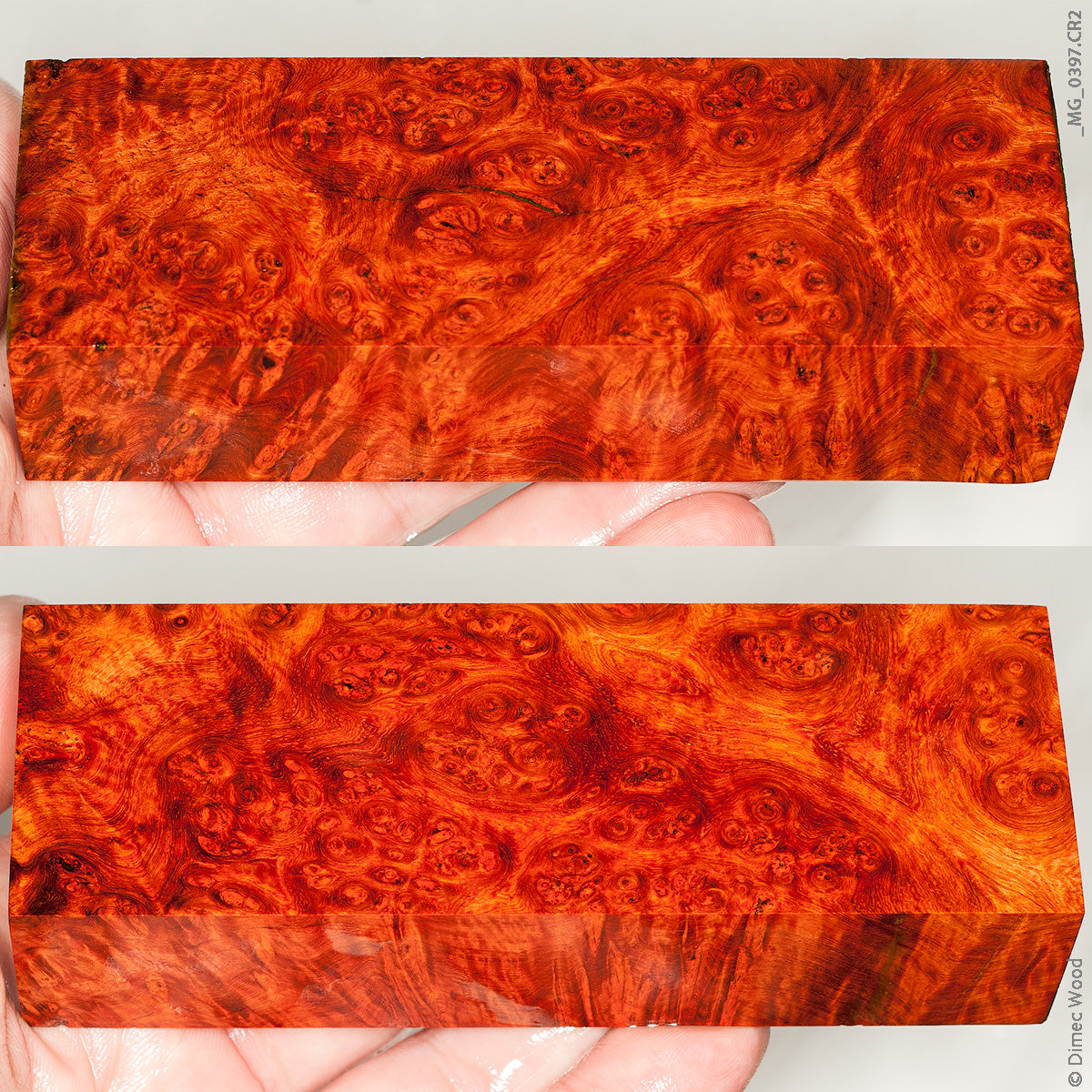 Stabilized wood red amboyna burl block – Dimec wood