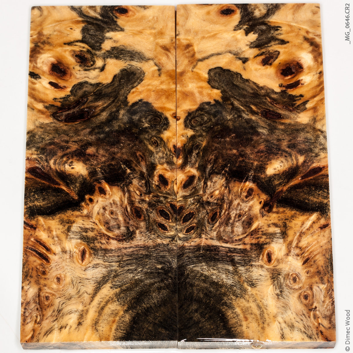 Stabilized wood hybrid buckeye burl panels – Dimec wood