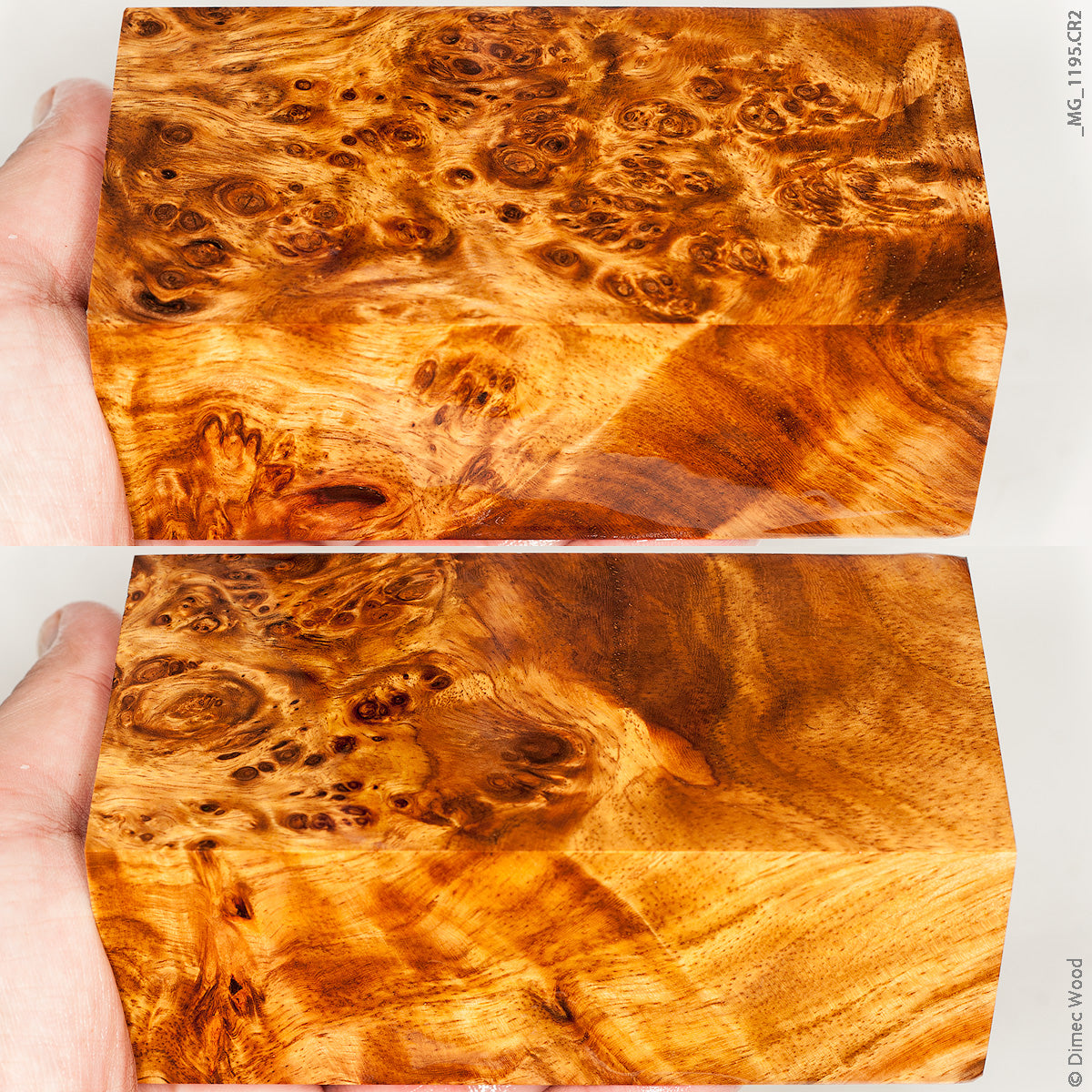 Stabilized wood golden amboyna burl block – Dimec wood