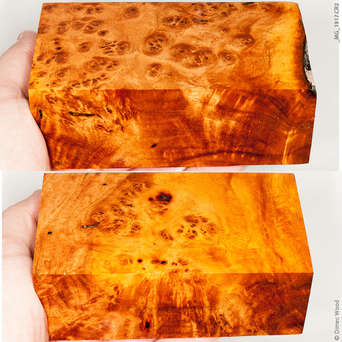 Stabilized wood golden amboyna burl block – Dimec wood