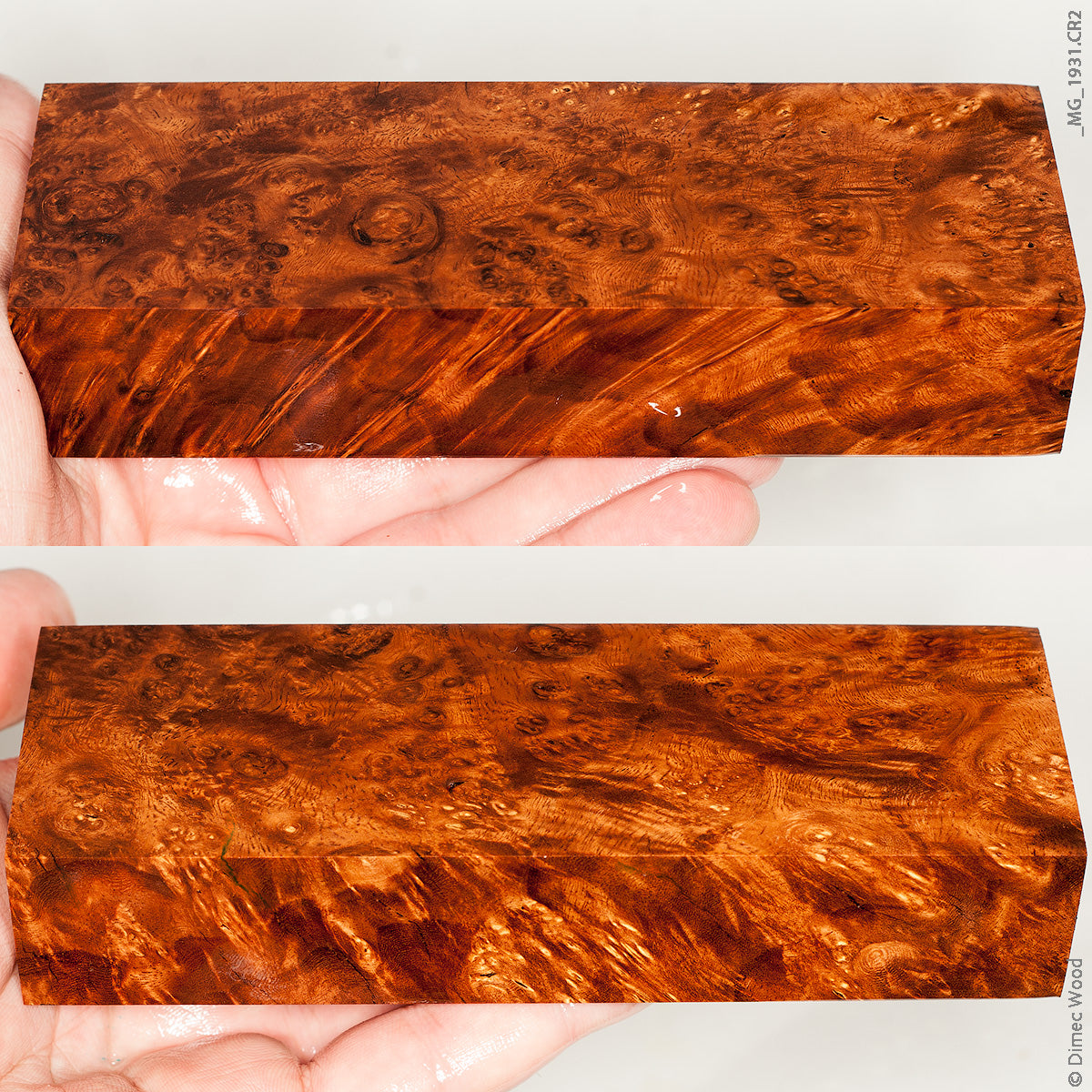 Stabilized wood spalted amboyna burl block – Dimec wood