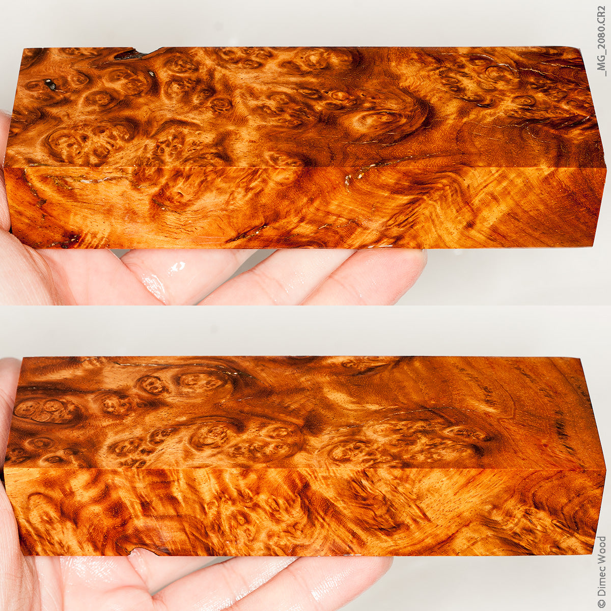 Stabilized wood golden amboyna burl block – Dimec wood