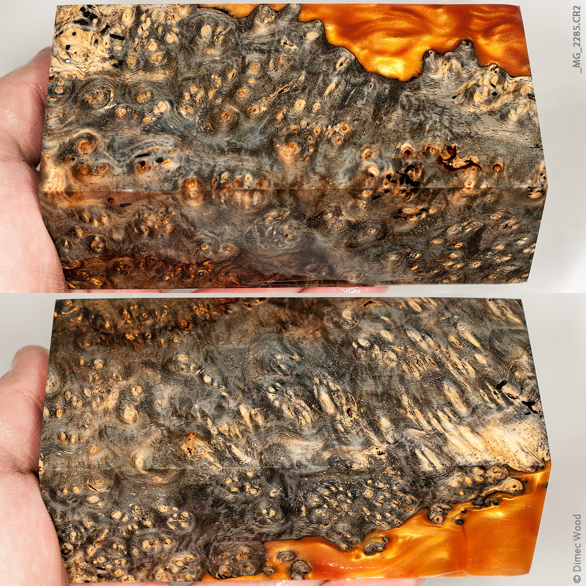 Stabilized wood golden amboyna burl block – Dimec wood