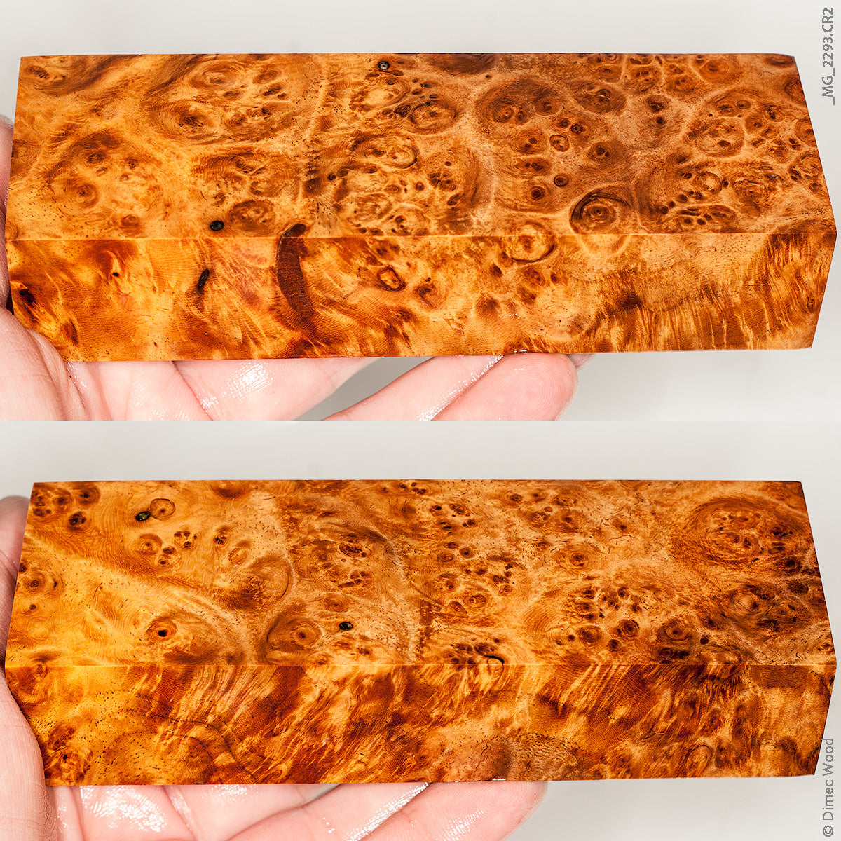 Stabilized wood golden amboyna burl block – Dimec wood