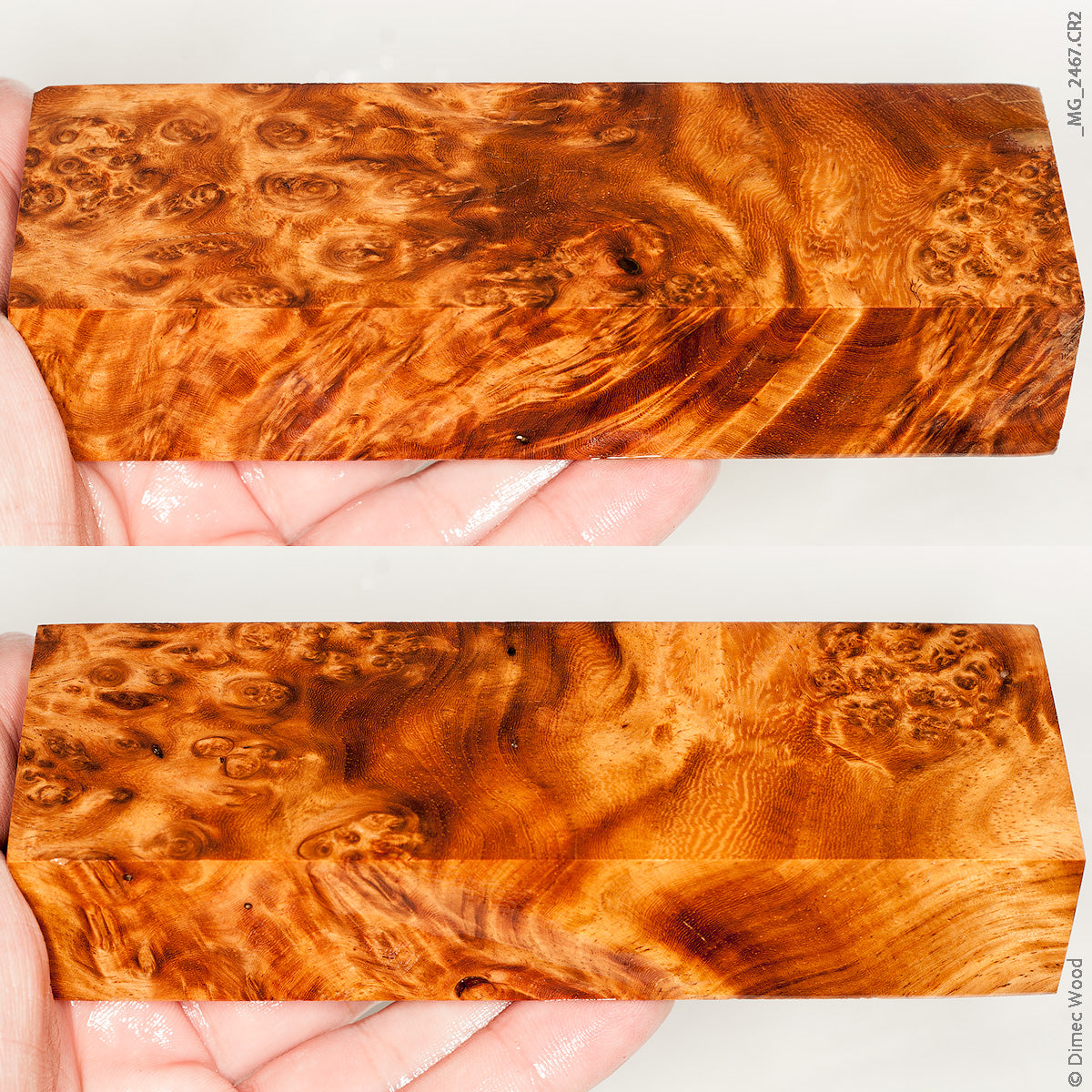 Stabilized wood golden amboyna burl block – Dimec wood