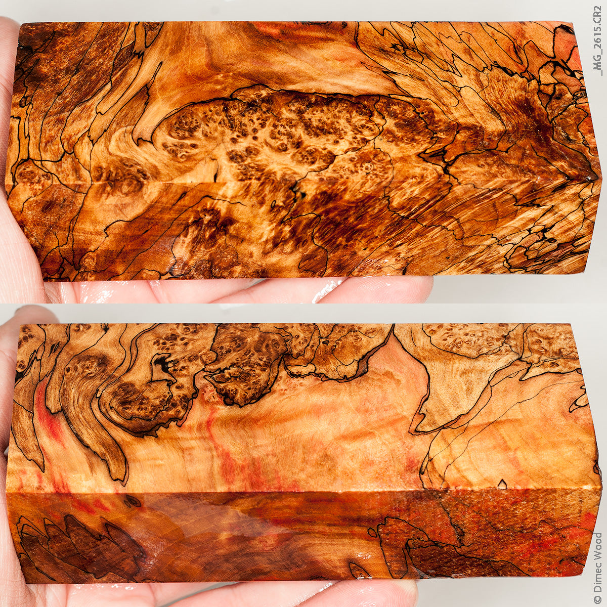 Stabilized wood spalted box elder burl block – Dimec wood