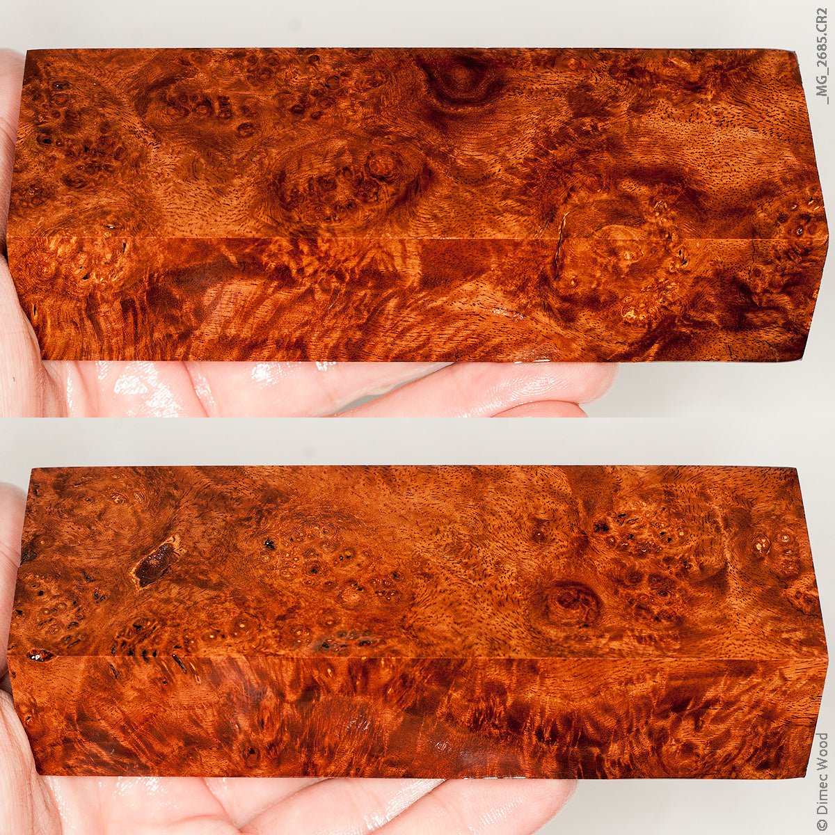 Stabilized wood golden amboyna burl block – Dimec wood